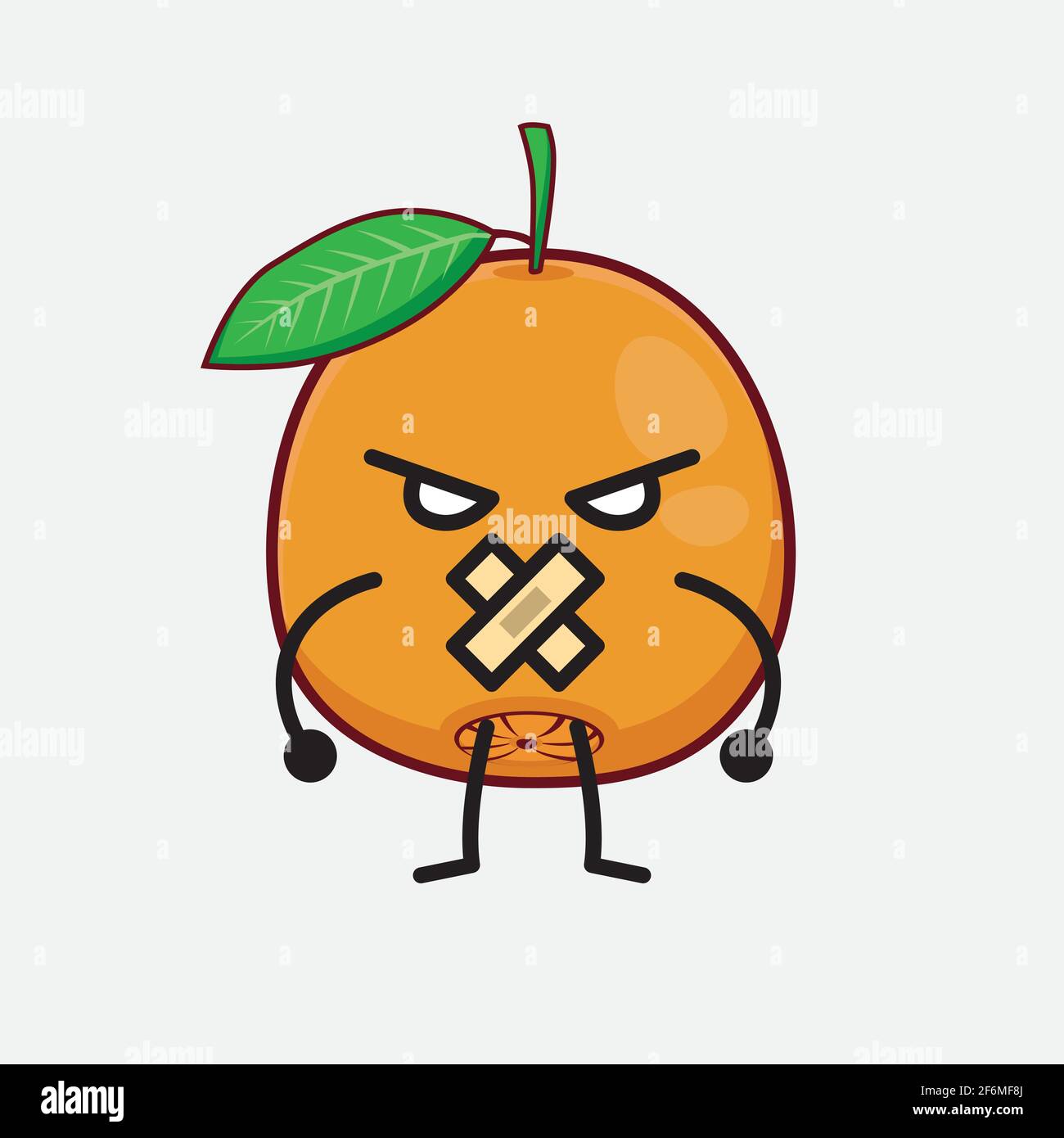 Vector Illustration of Navel Orange Character with cute face, simple ...