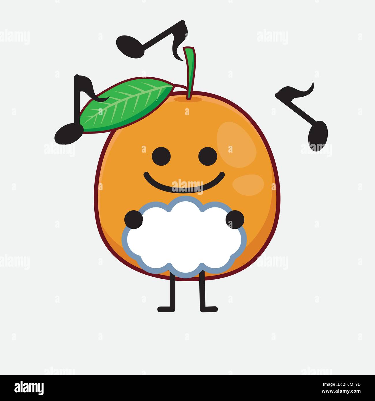 Vector Illustration of Navel Orange Character with cute face, simple ...