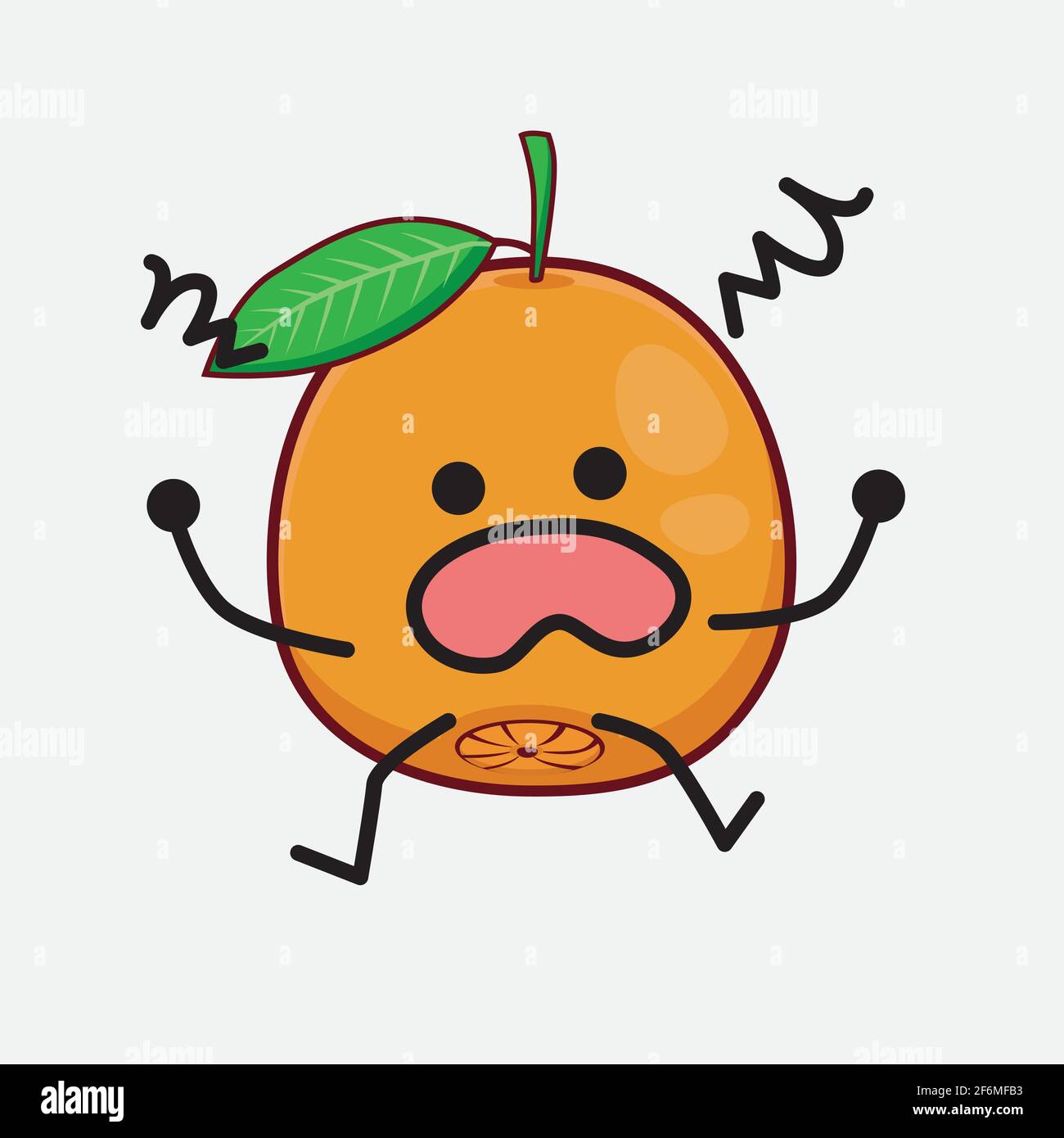 Vector Illustration of Navel Orange Character with cute face, simple ...