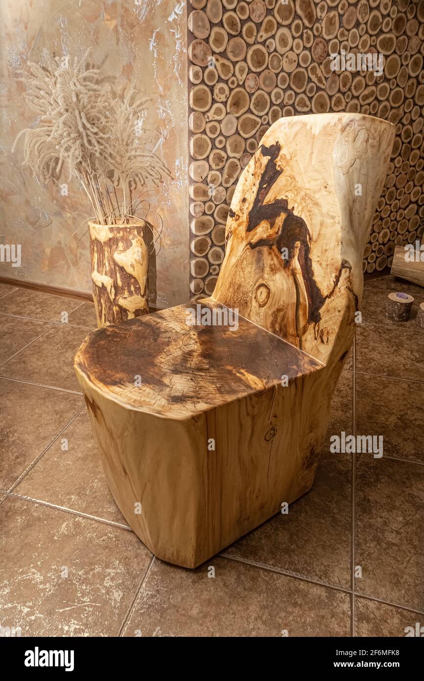 Chair with natural patterns. Handmade wood products Stock Photo - Alamy
