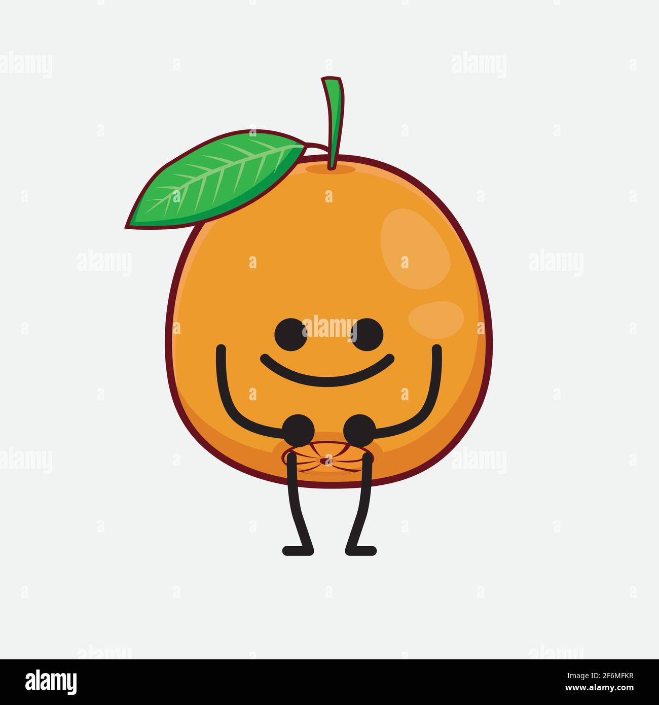 Vector Illustration of Navel Orange Character with cute face, simple ...