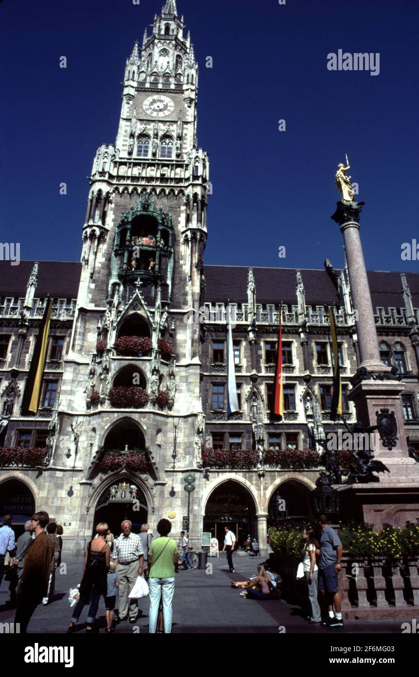 Munich, Germany. 9/12/2000. Marienplatz. Munich’s main platz since 1158 ...