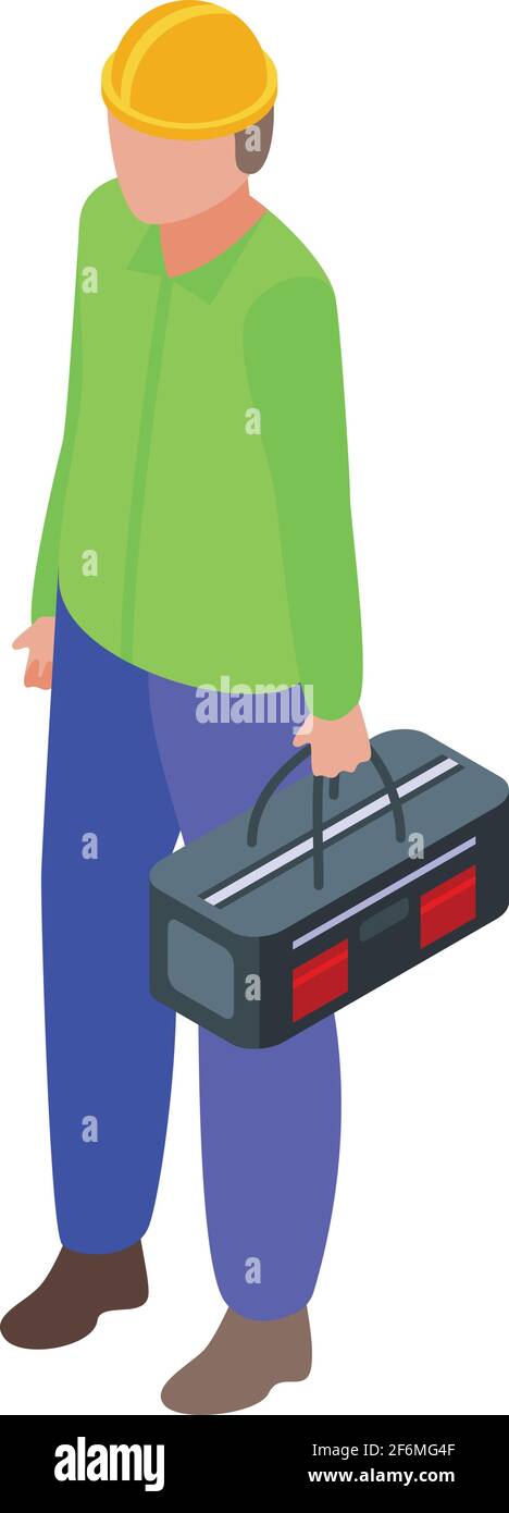 Man with tool box icon. Isometric of Man with tool box vector icon for ...