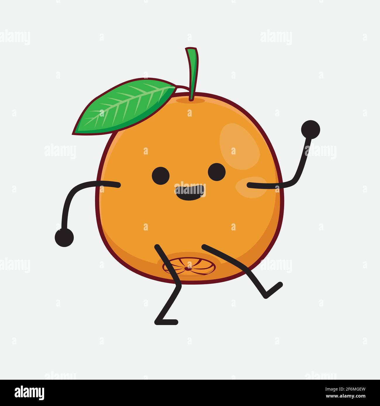 Vector Illustration of Navel Orange Character with cute face, simple ...
