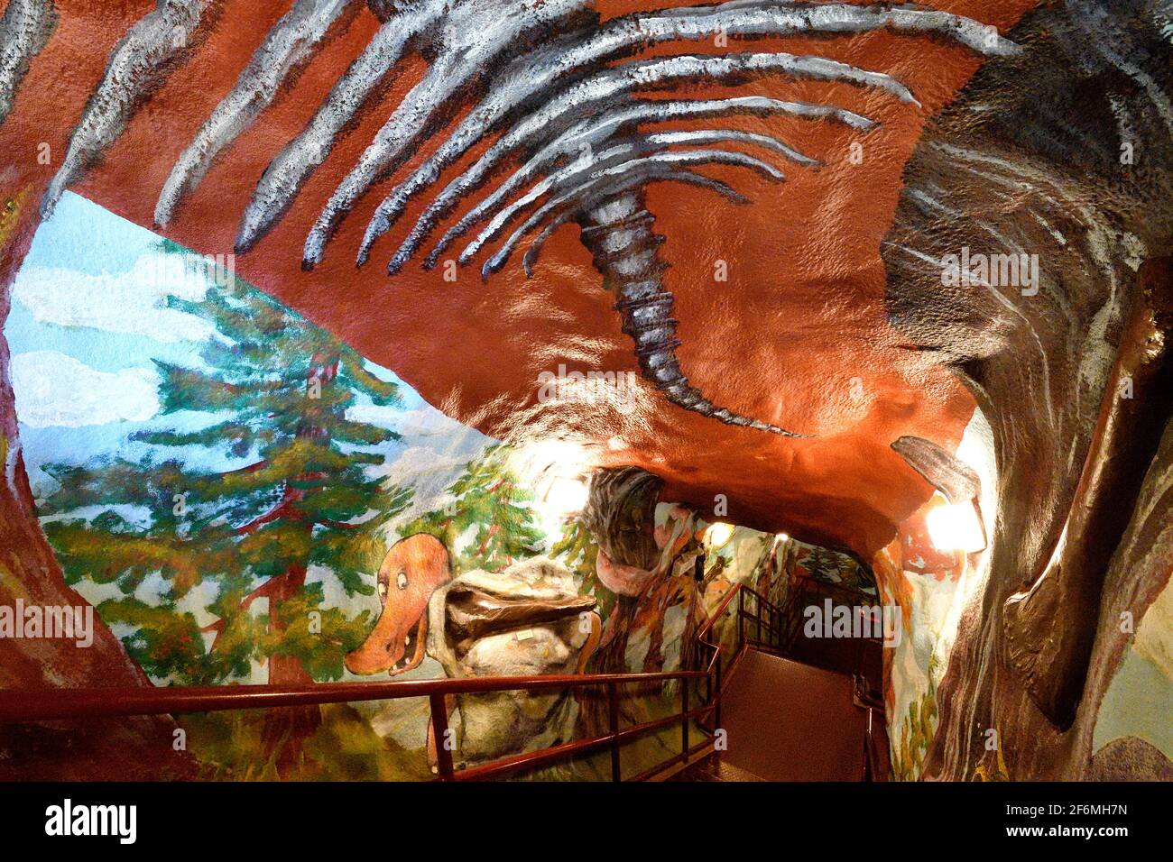 Staircase inside the T Rex "World's Largest Dinosaur" Drumheller ...