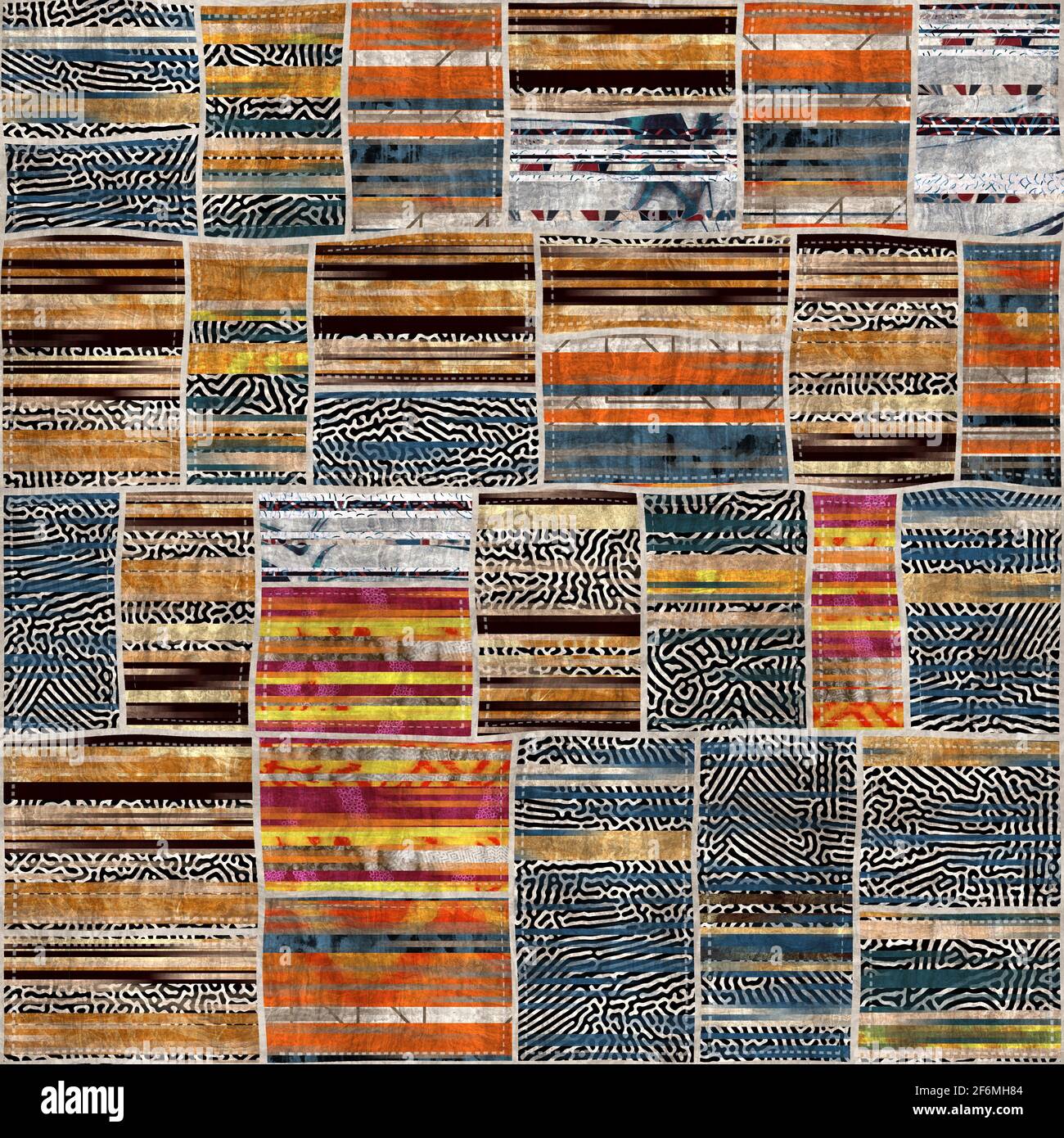 Seamless patchwork collage mix quilt pattern print Stock Photo - Alamy