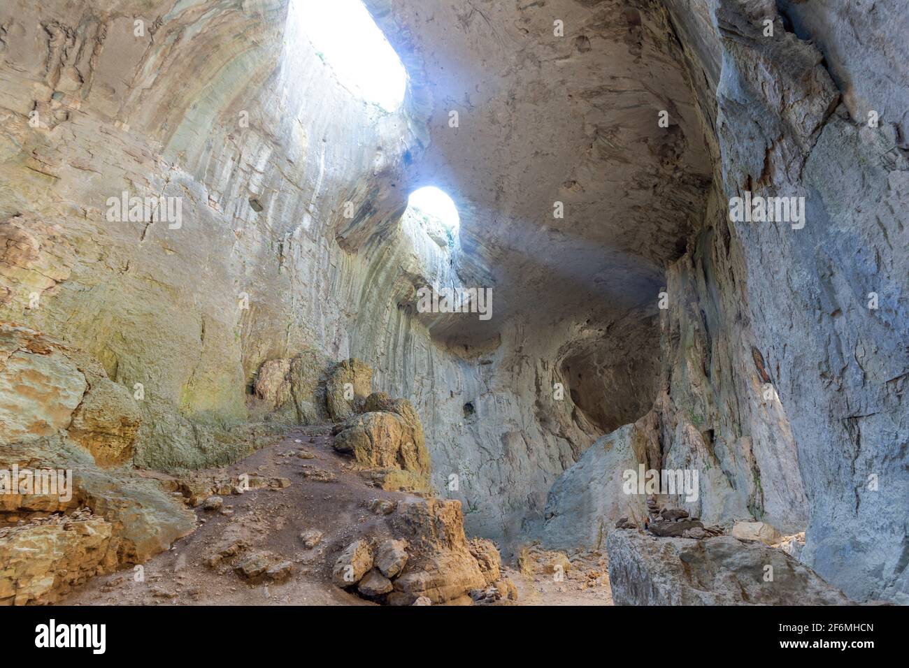 Prohodna cave known as God's eyes near Karlukovo village, Lovech region ...