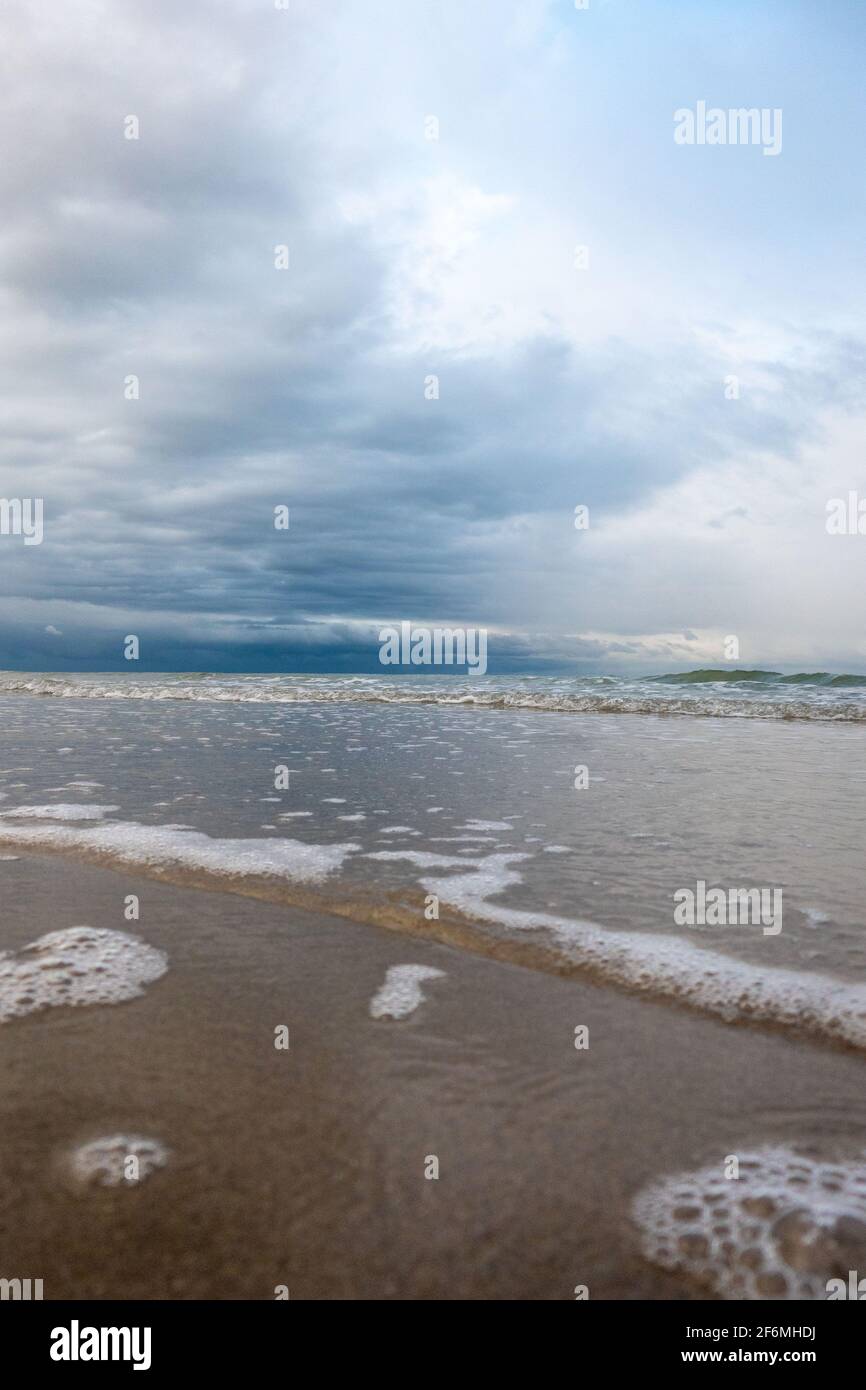 Sea water with waves and cloudy sky during a bad weather day Stock ...