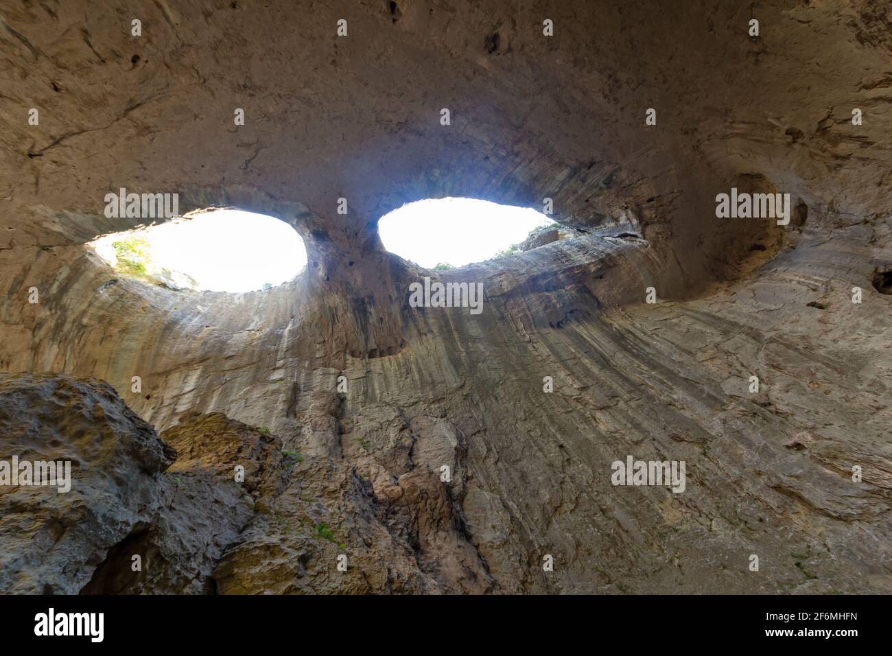 Prohodna cave known as God's eyes near Karlukovo village, Lovech region ...