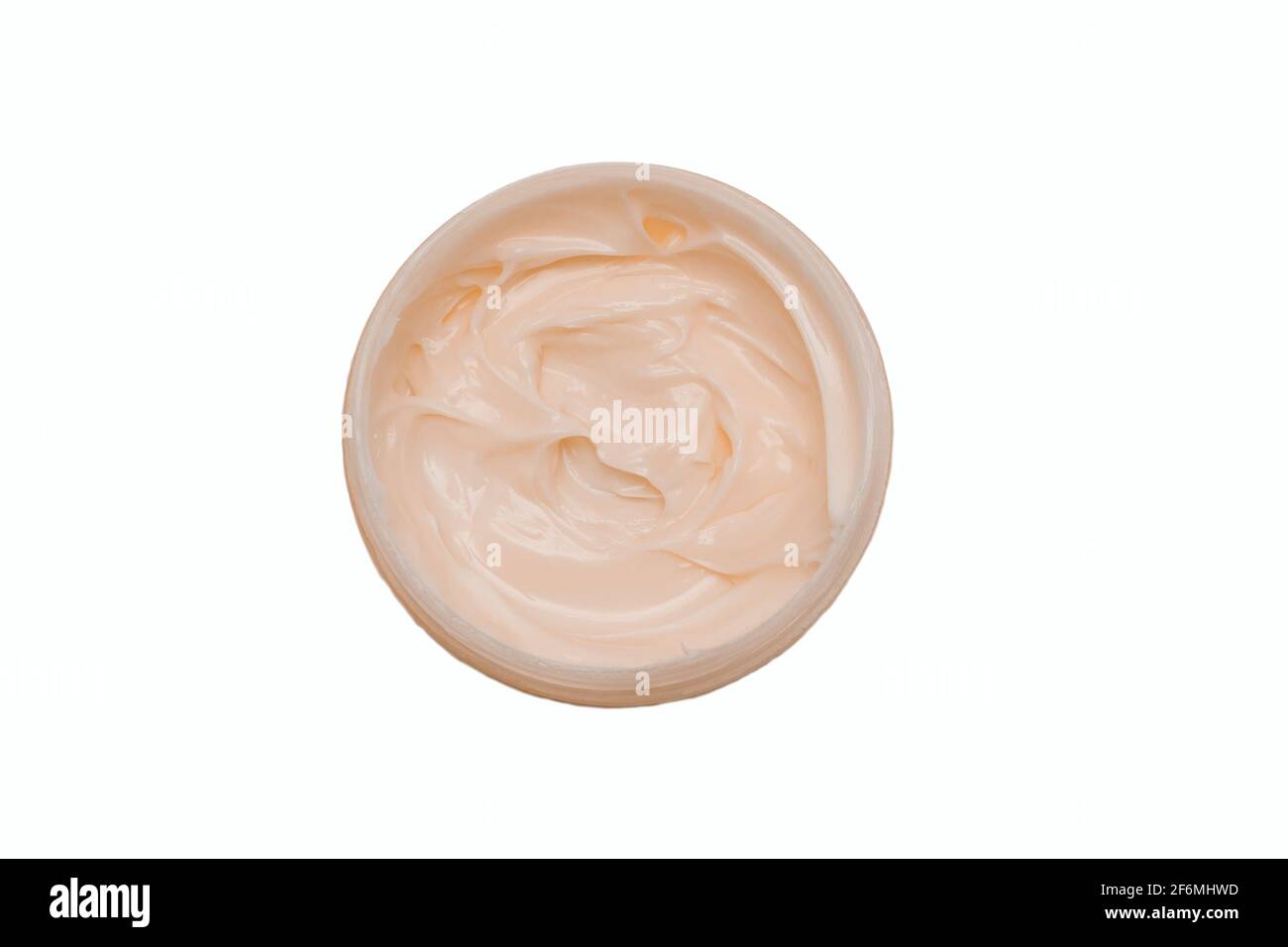 Cosmetic cream in round jar. Top view, isolated white background Stock ...