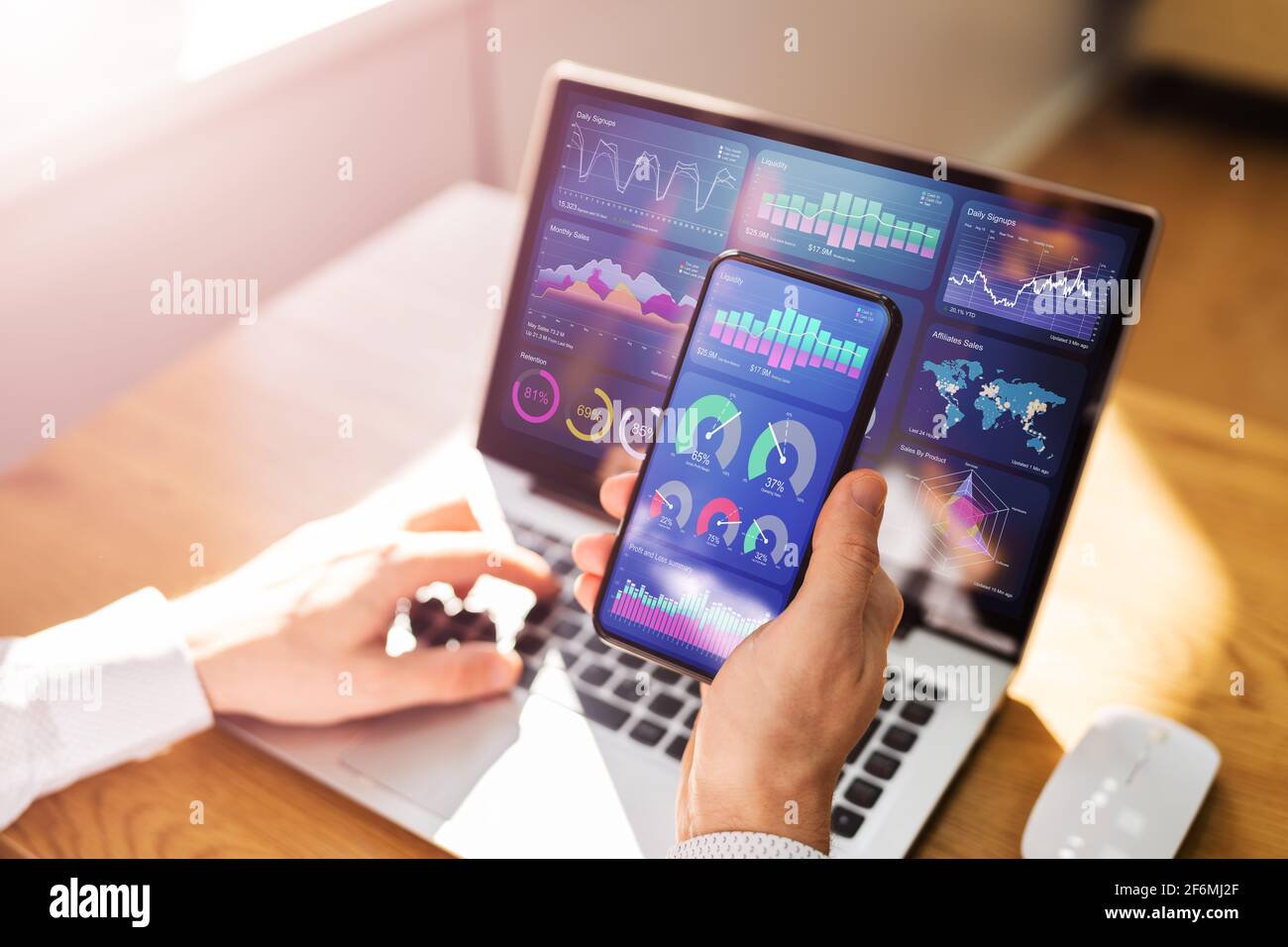 Mobile Dashboard Analytics Technology On Smartphone And Laptop Stock ...