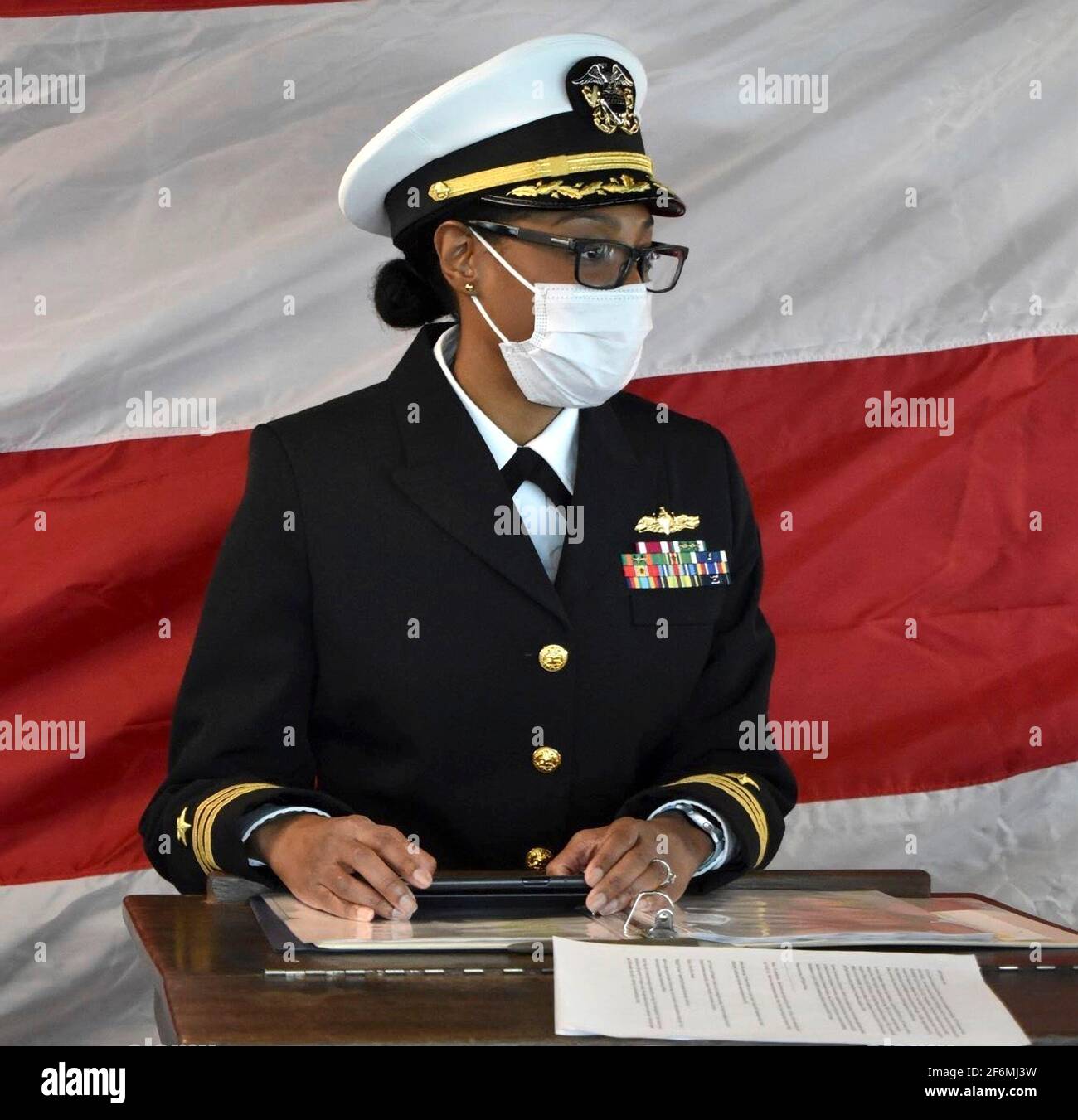 During a change of command ceremony inside hi-res stock photography and ...