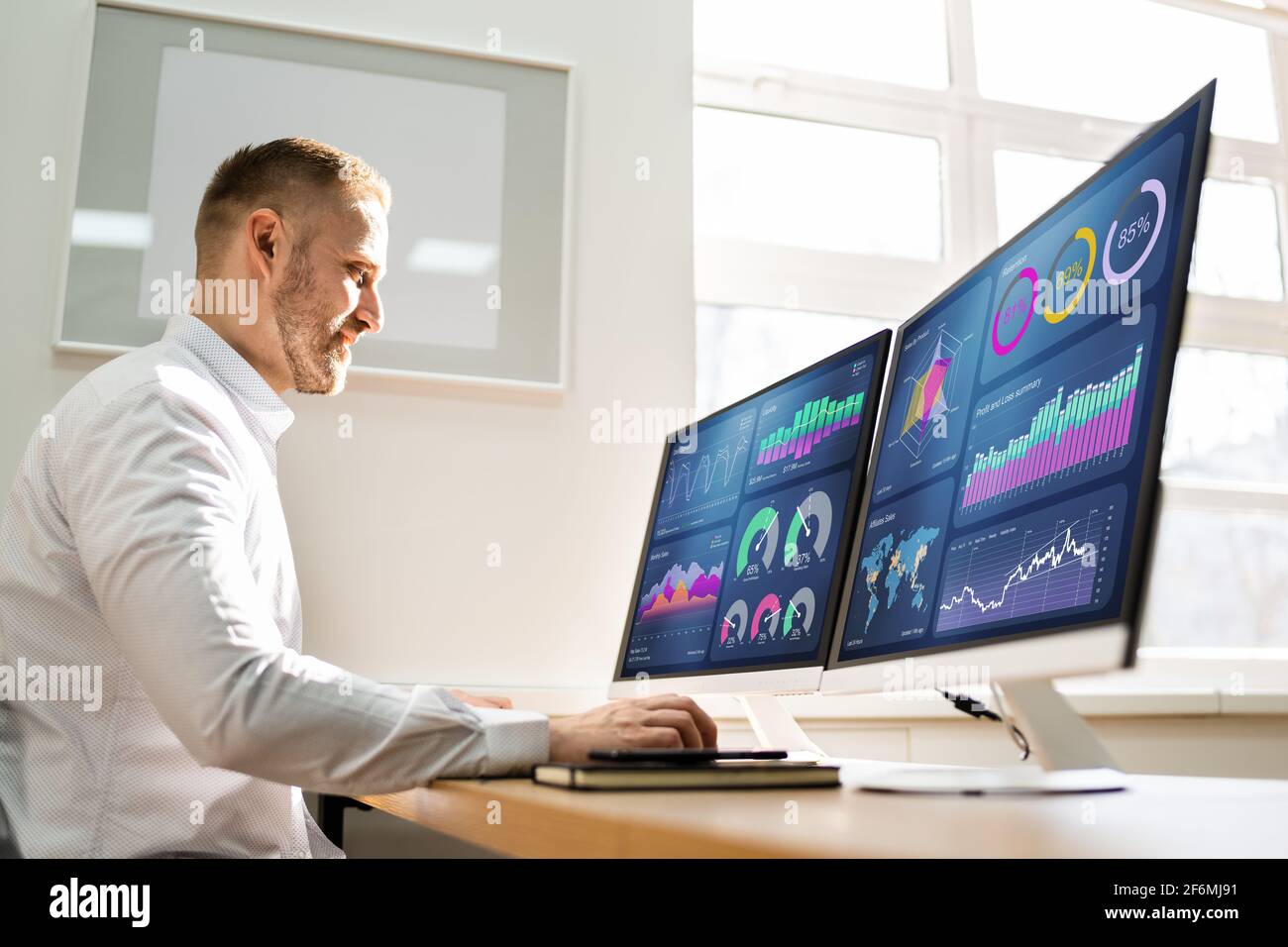 Business Dashboard Smart Marketing Data On Computer Screen Stock Photo ...