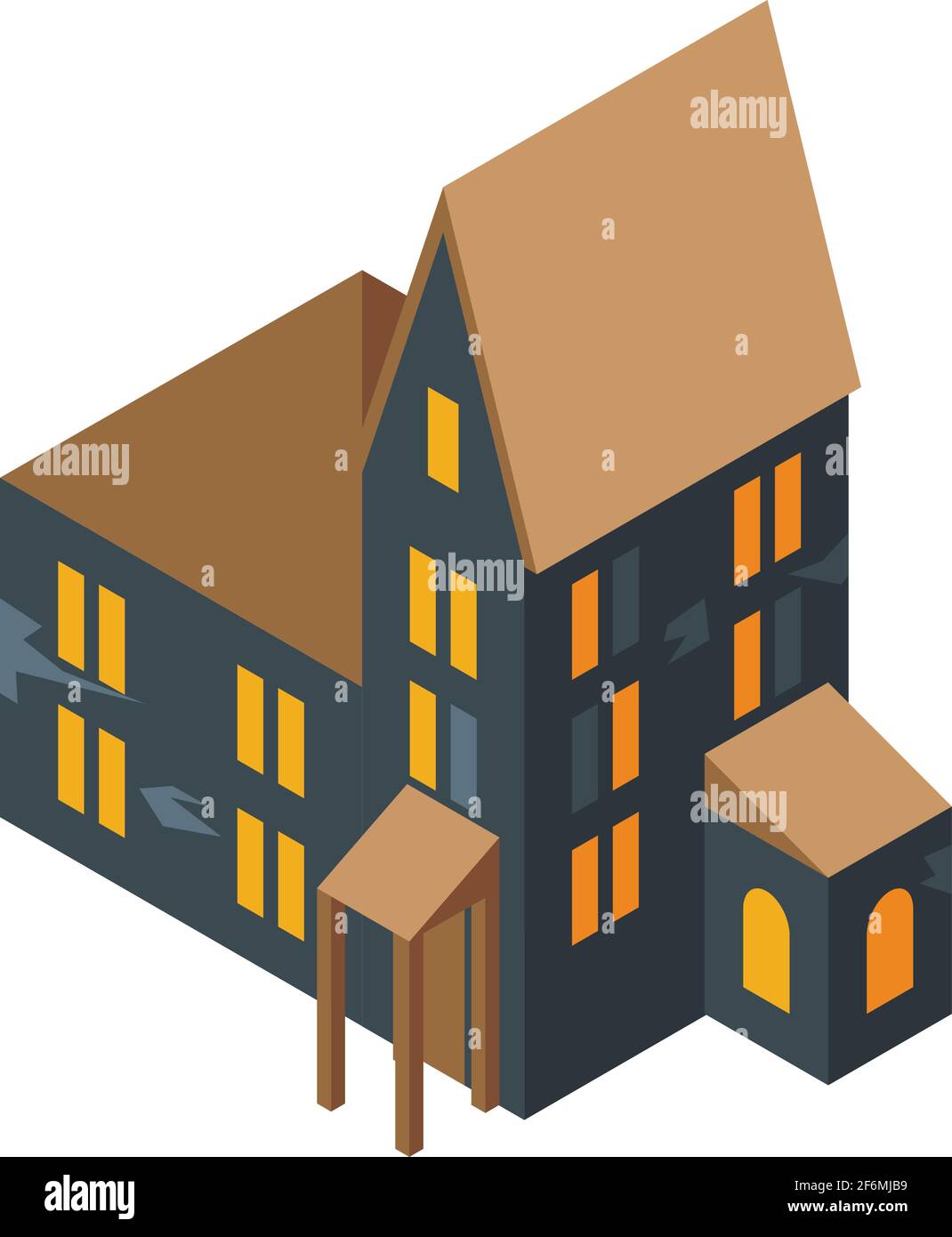 Creepy big house icon. Isometric of Creepy big house vector icon for ...