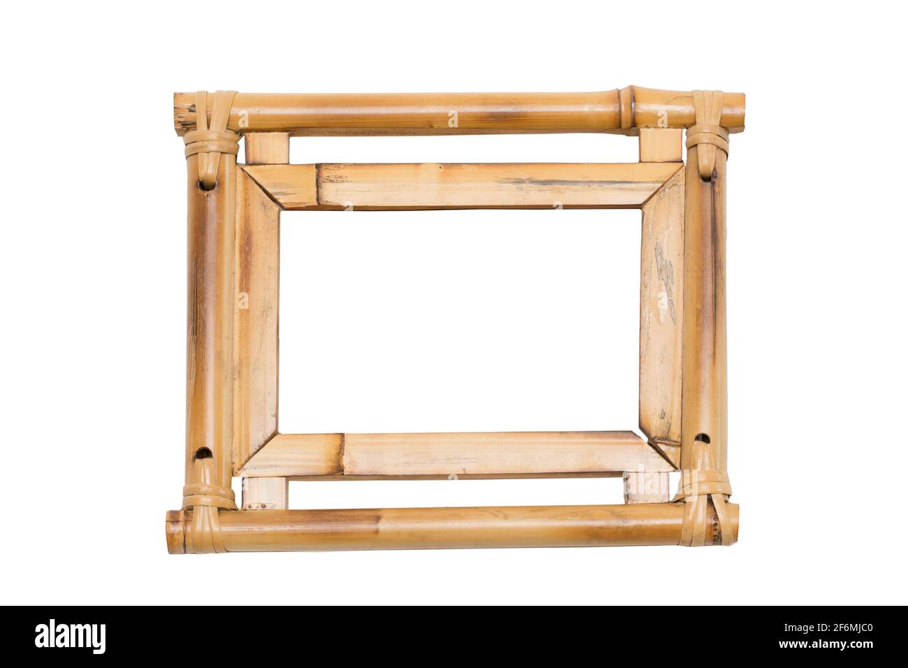 Natural bamboo frame. Layout for painting or photography. Isolated on ...