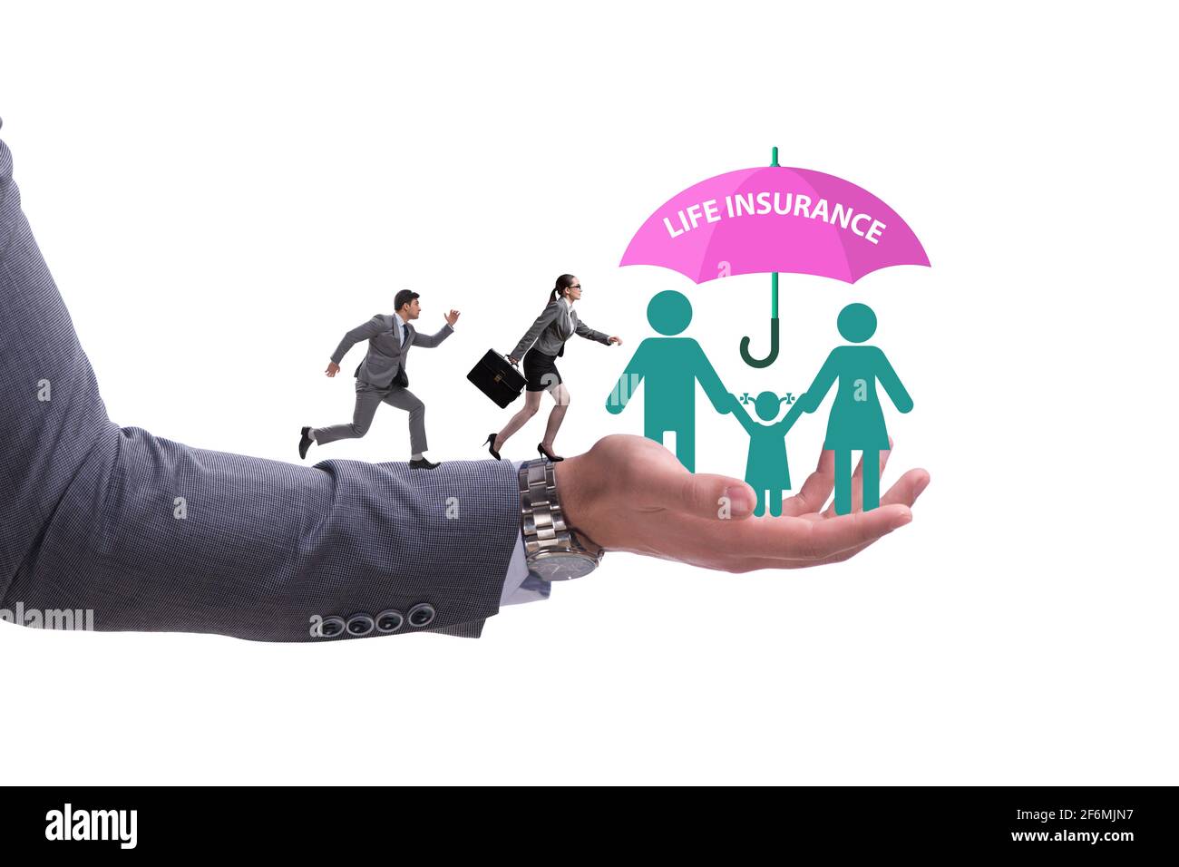 Life insurance concept with family under the umbrella Stock Photo - Alamy