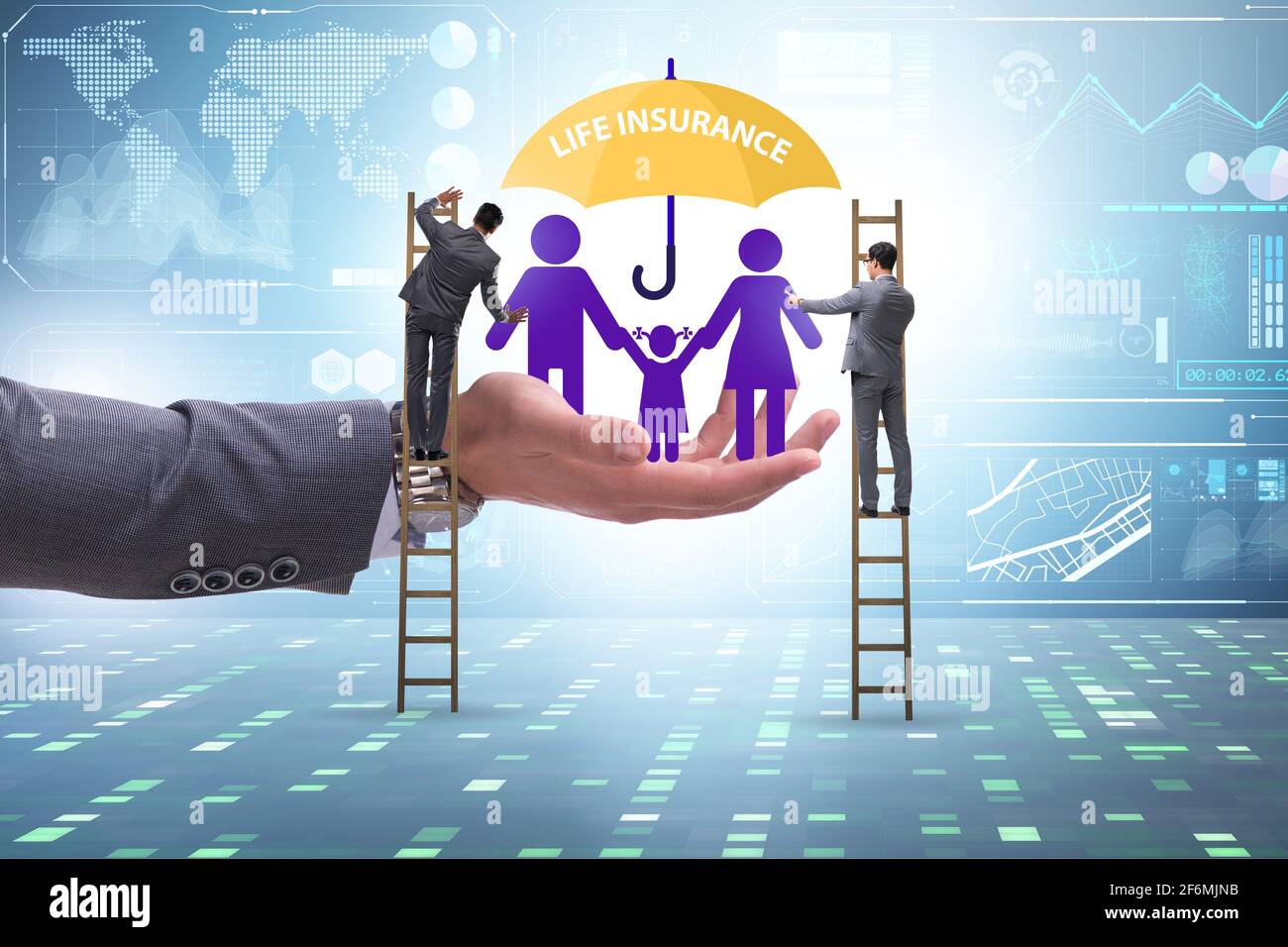 Life insurance concept with family under the umbrella Stock Photo - Alamy