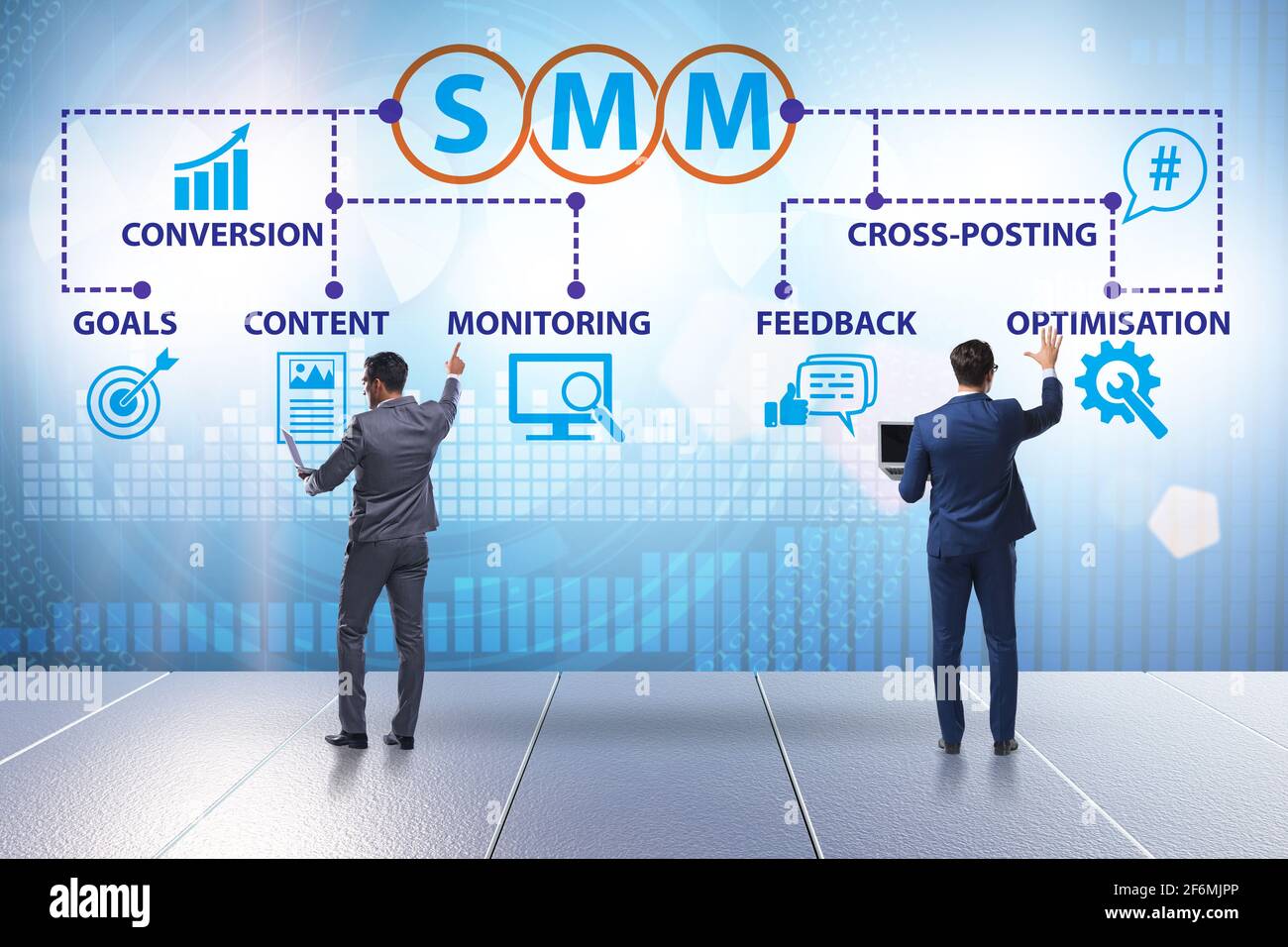 SMM - social media marketing concept with the businessman Stock Photo ...