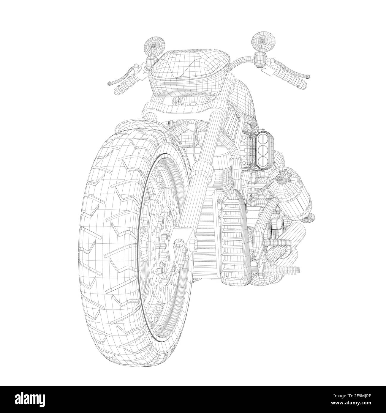 Motorcycle skeleton from black lines isolated on white background ...