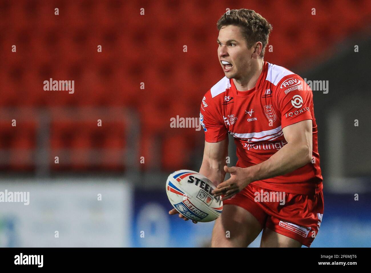 Matt Parcell (9) of Hull KR in, on 4/1/2021. (Photo by Mark Cosgrove ...