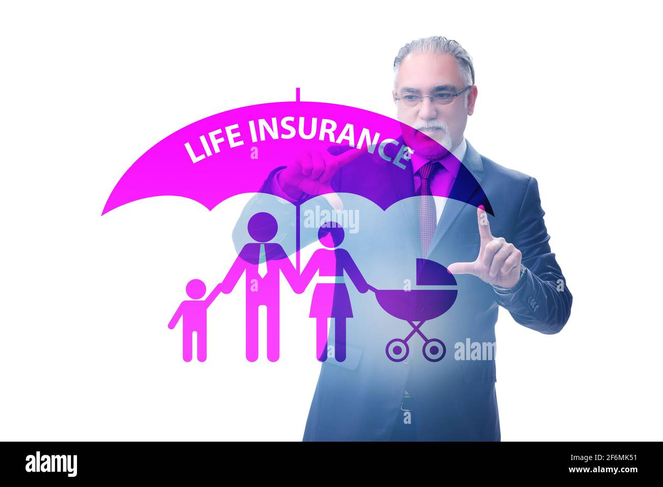 Life insurance concept with the businessman pressing button Stock Photo ...