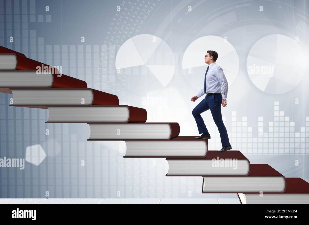 The businessman student climbing the ladder of education books Stock ...