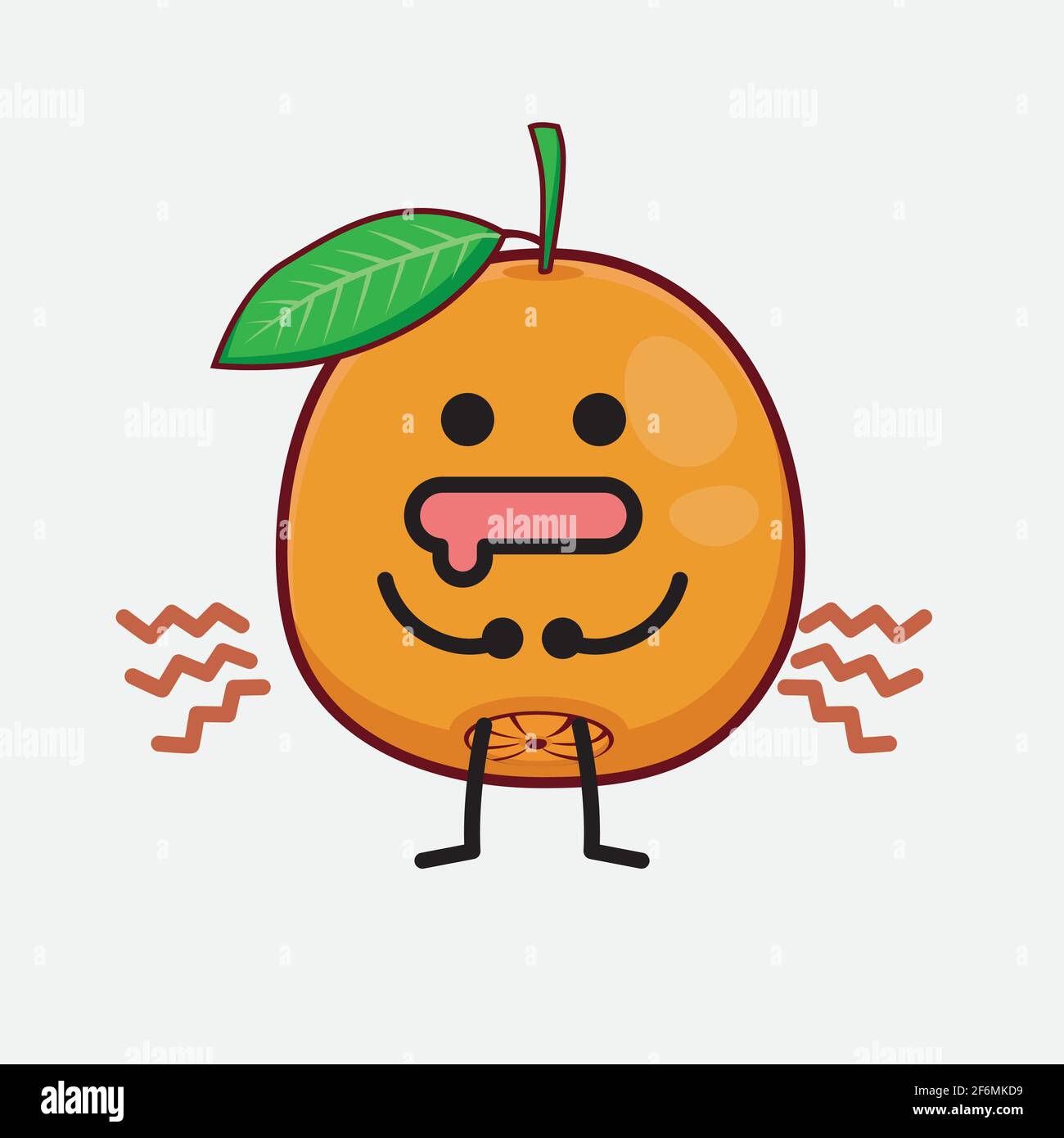 Vector Illustration of Navel Orange Character with cute face, simple ...