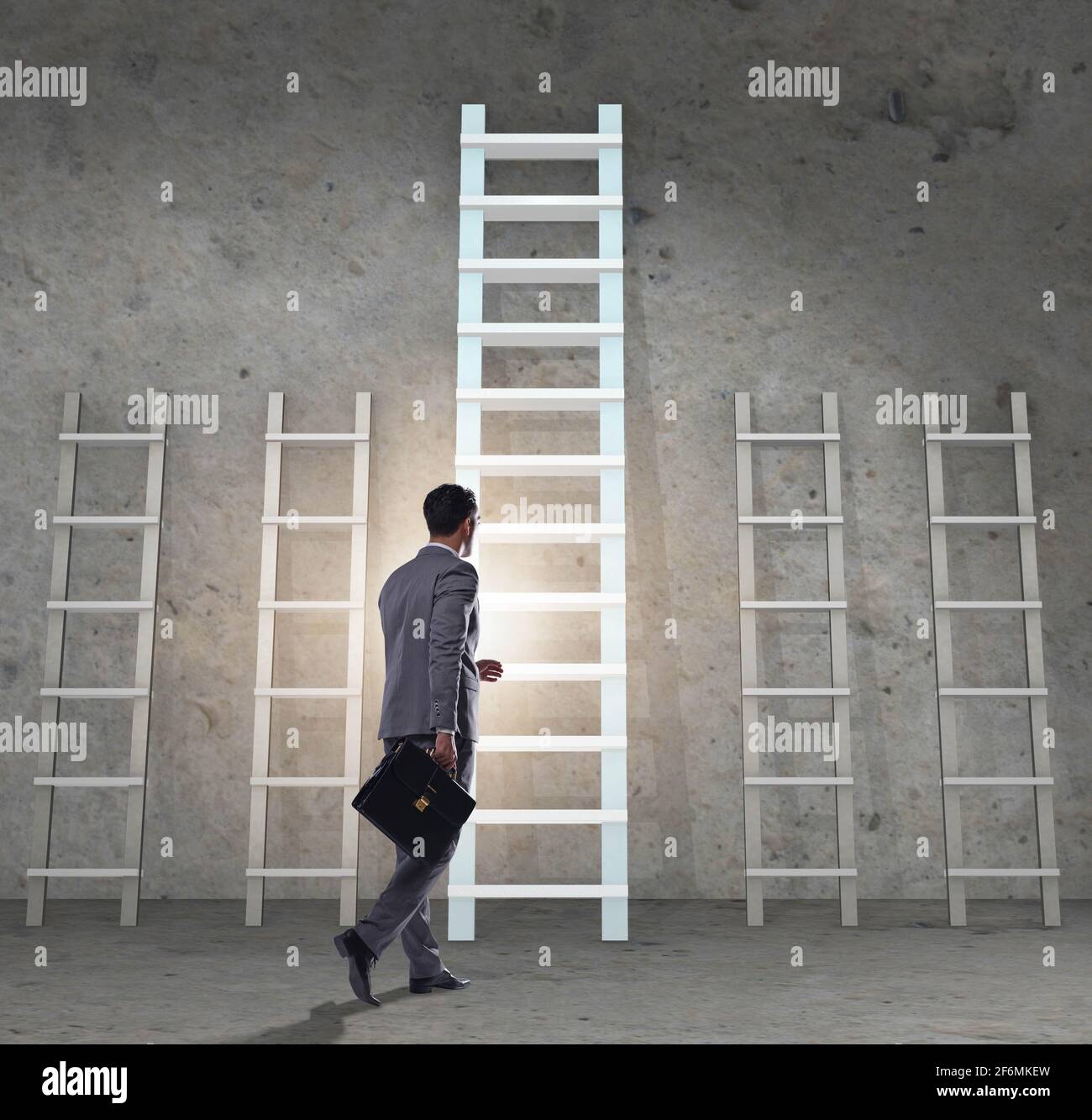 The career progression concept with various ladders Stock Photo - Alamy