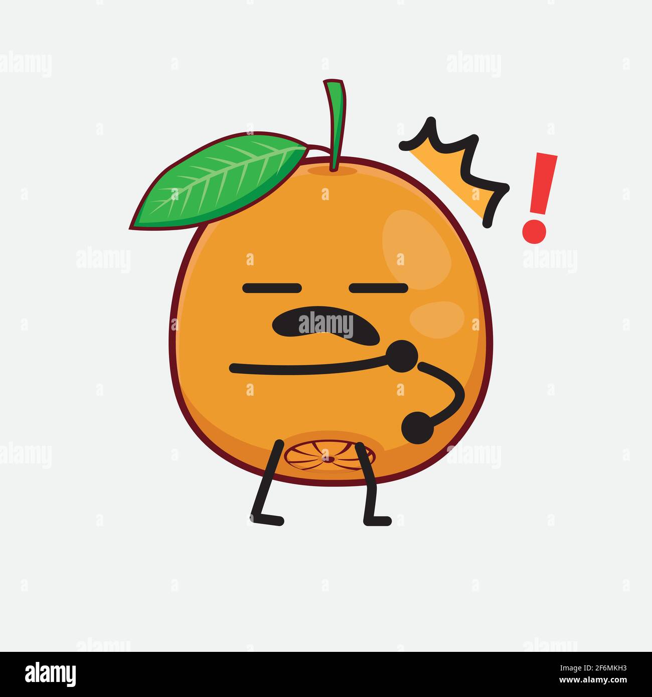 Vector Illustration of Navel Orange Character with cute face, simple ...