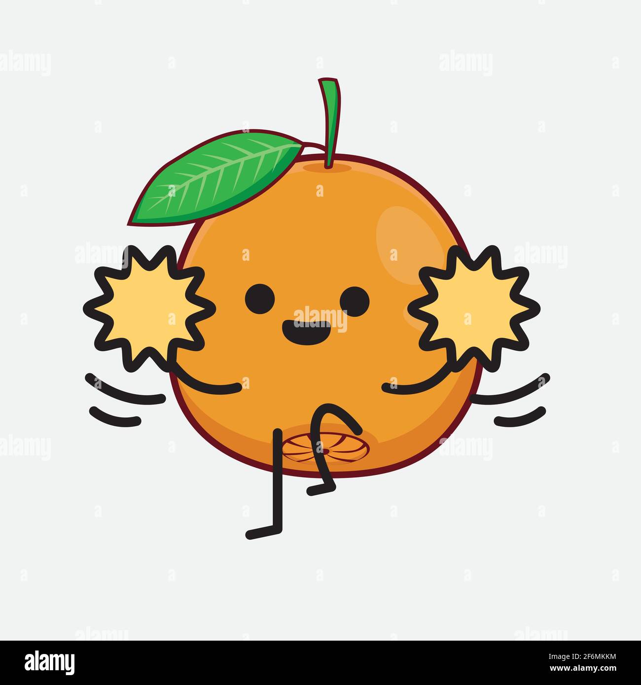 Vector Illustration of Navel Orange Character with cute face, simple ...