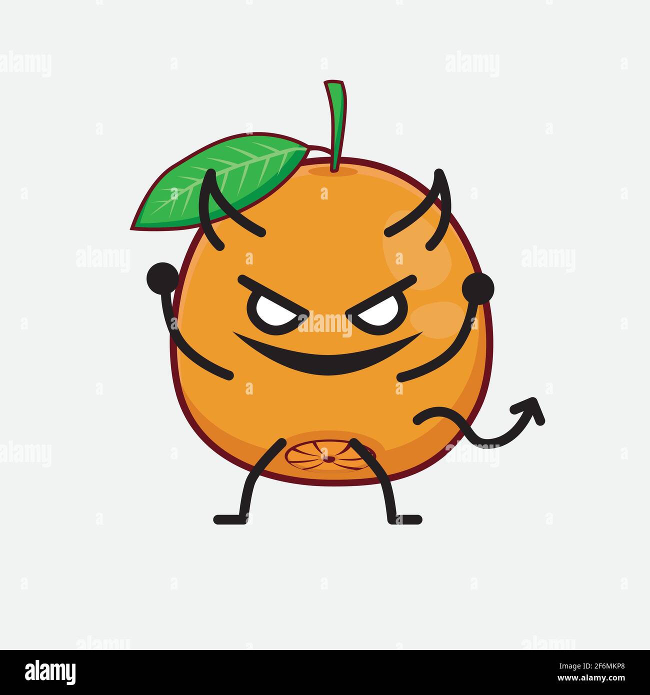 Vector Illustration of Navel Orange Character with cute face, simple ...