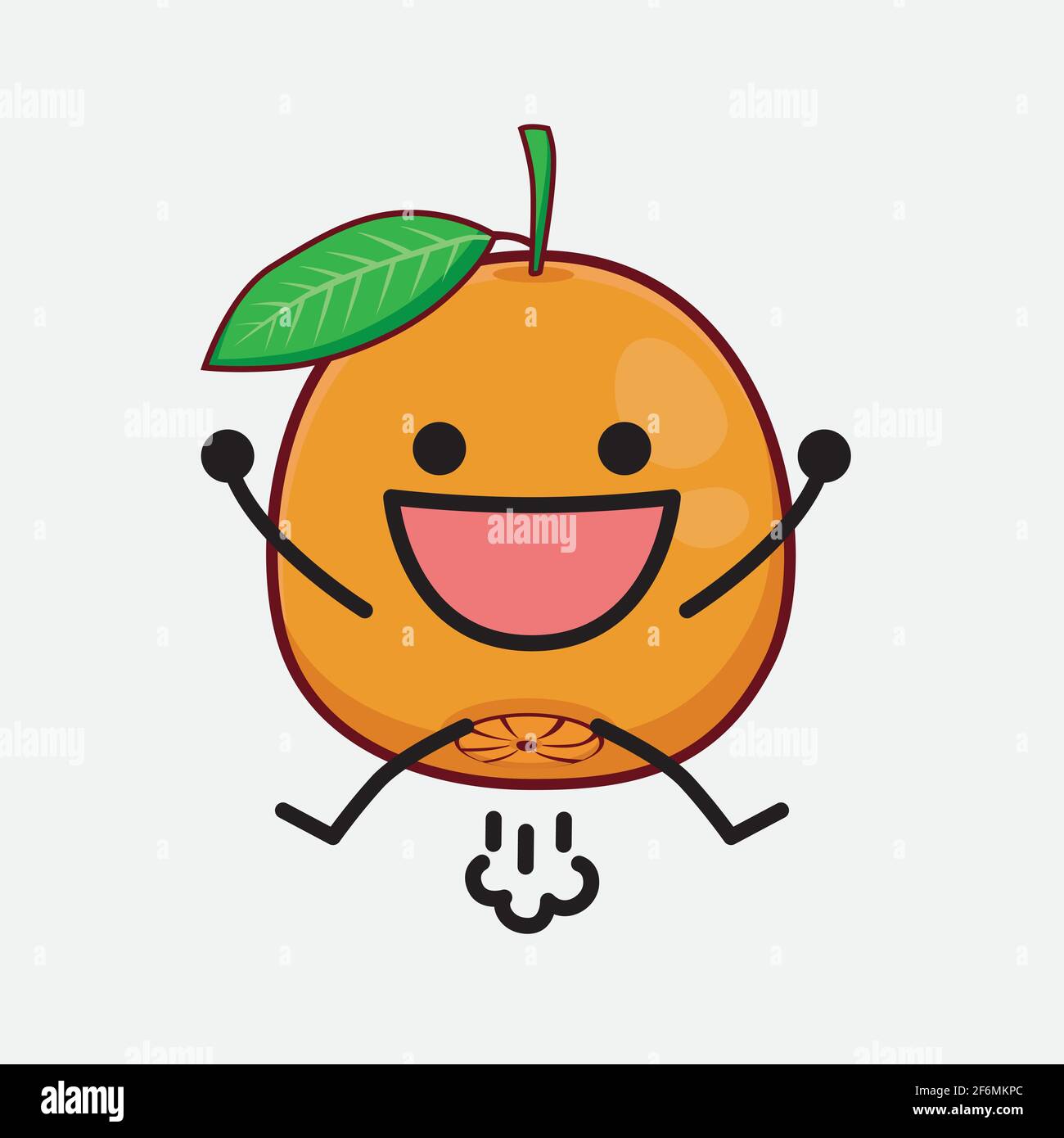 Vector Illustration of Navel Orange Character with cute face, simple ...