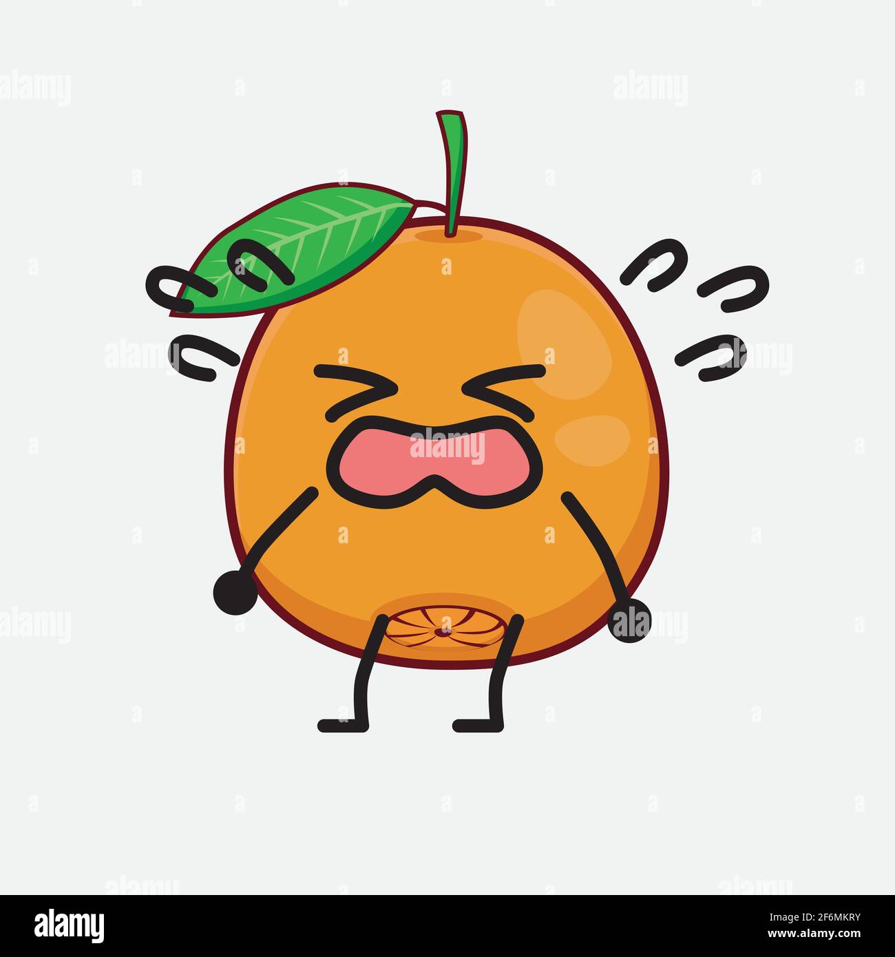 Vector Illustration of Navel Orange Character with cute face, simple ...