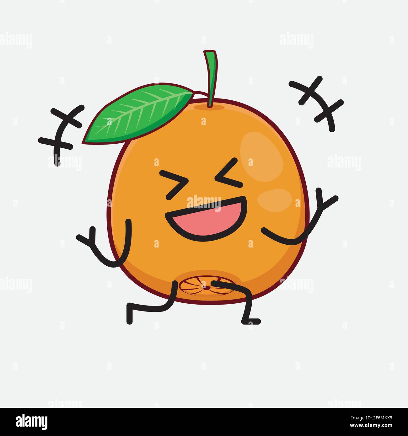 Vector Illustration of Navel Orange Character with cute face, simple ...