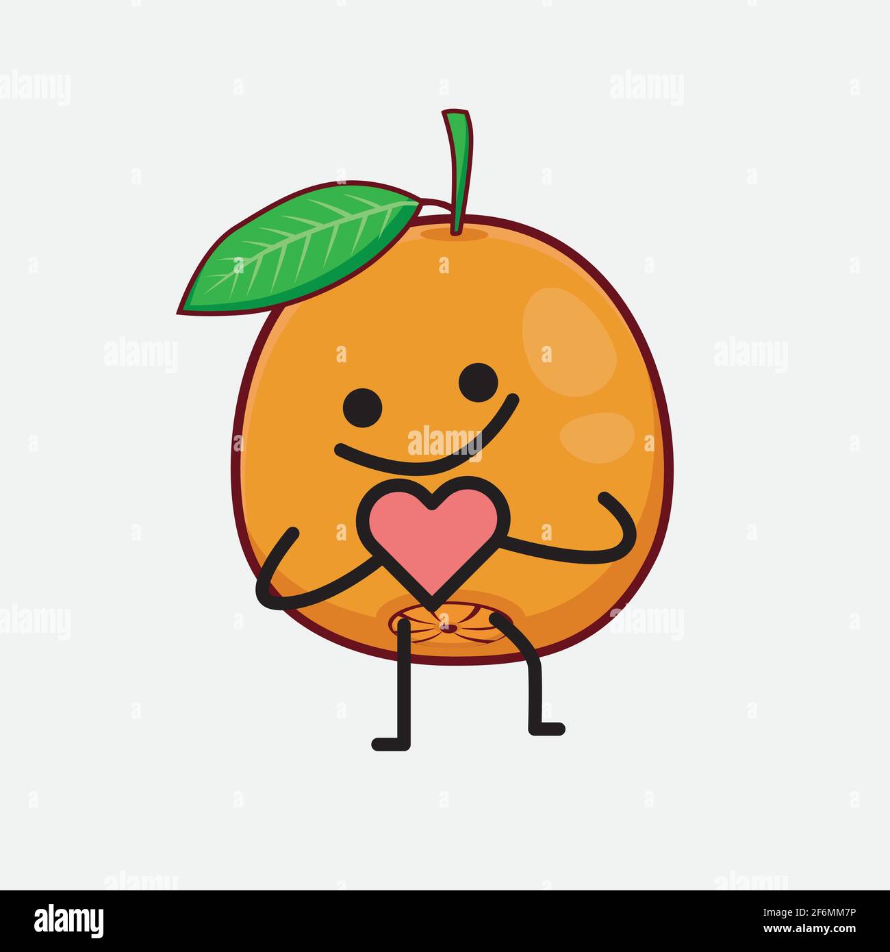 Vector Illustration of Navel Orange Character with cute face, simple ...