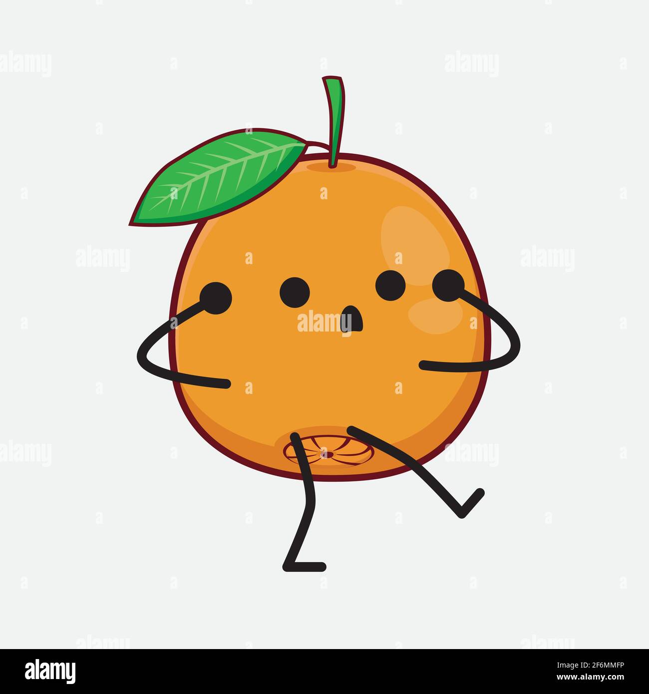 Vector Illustration of Navel Orange Character with cute face, simple ...
