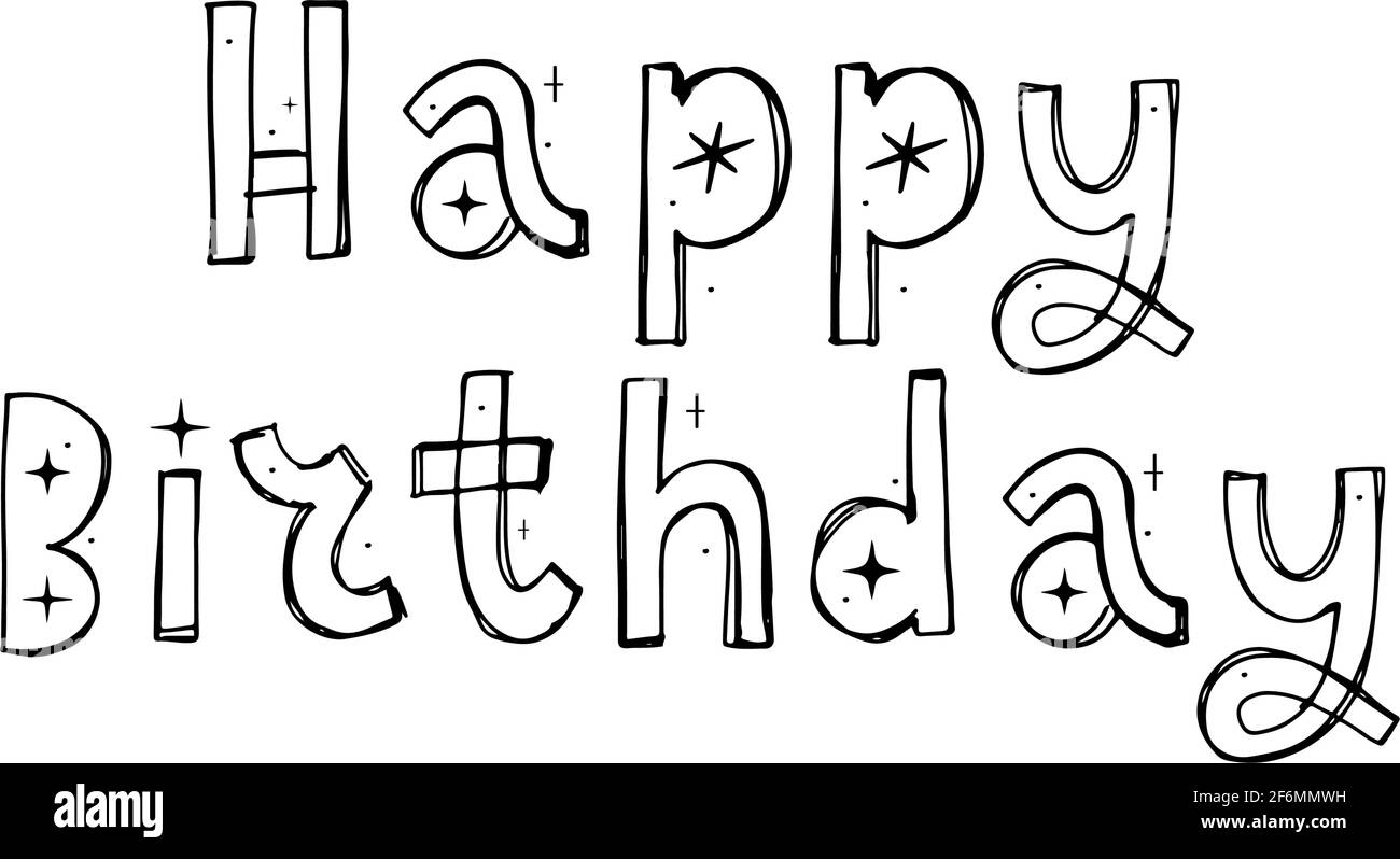 Happy Birthday Brush Script Style Hand lettering. Retro Vintage Custom ...
