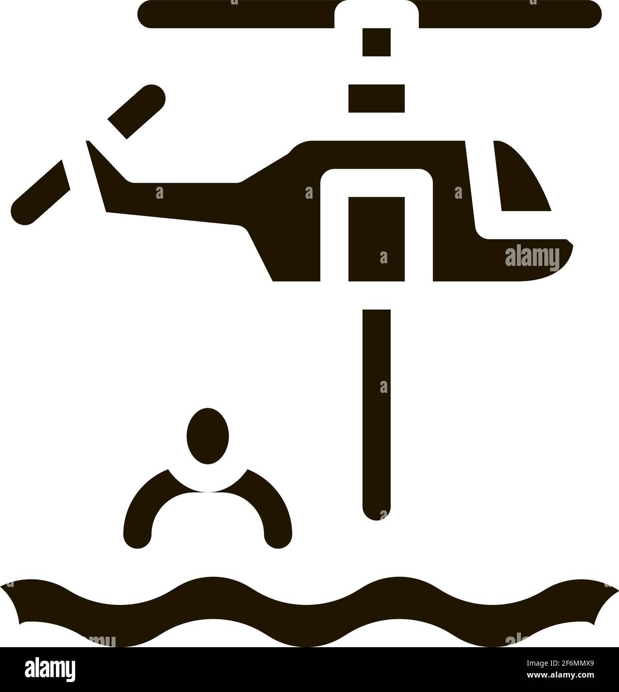 helicopter rescue on sea icon Vector Glyph Illustration Stock Vector ...