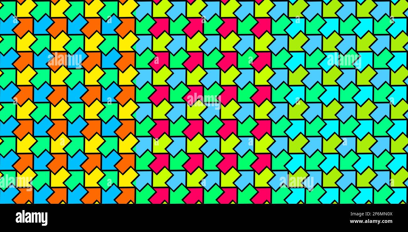 Colorful Simple Abstract Seamless Patterns Set With Arrows Vector ...