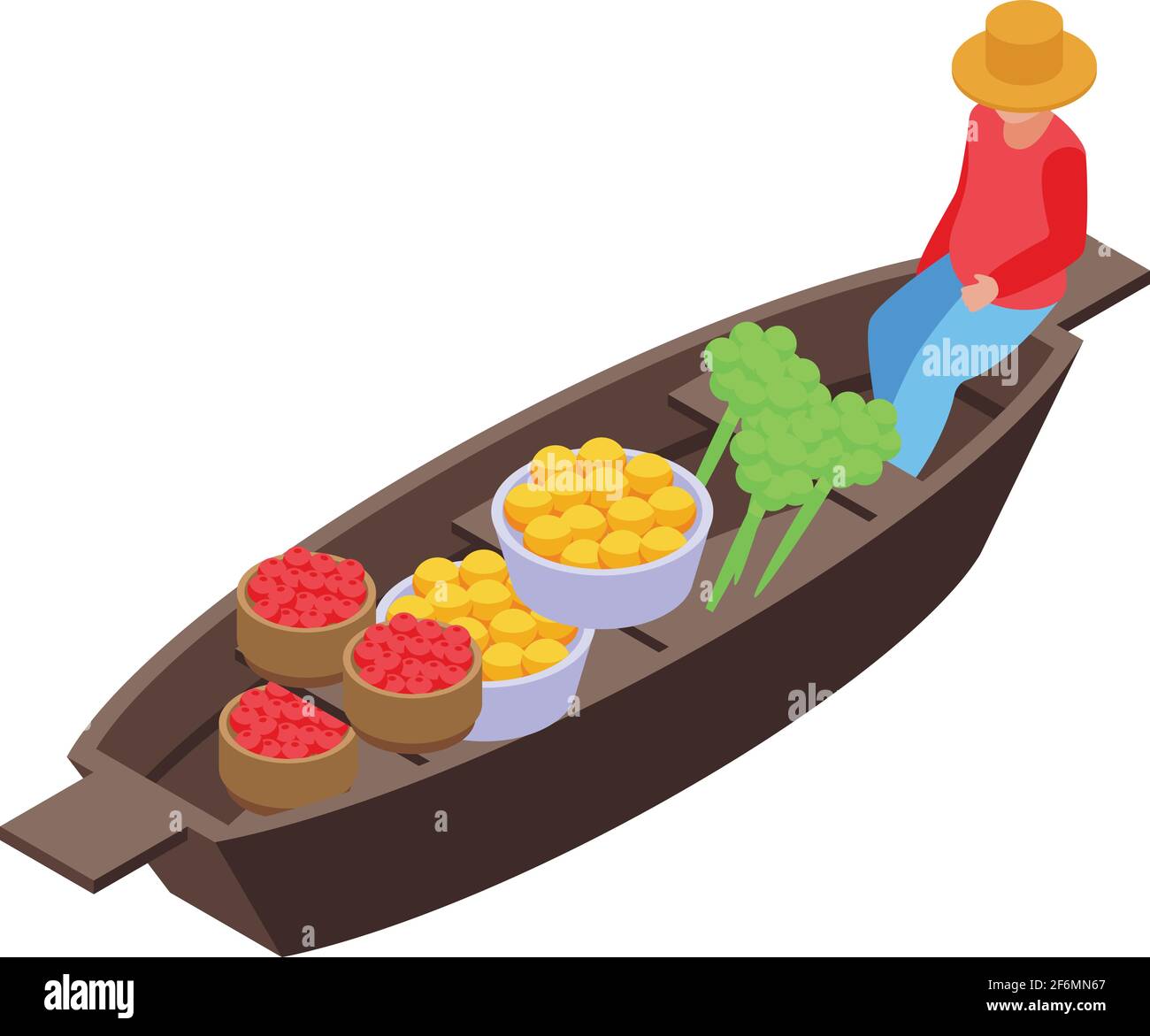 Traditional floating market icon. Isometric of Traditional floating ...