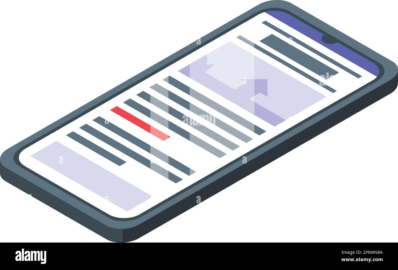 Smartphone newspaper icon. Isometric of Smartphone newspaper vector ...