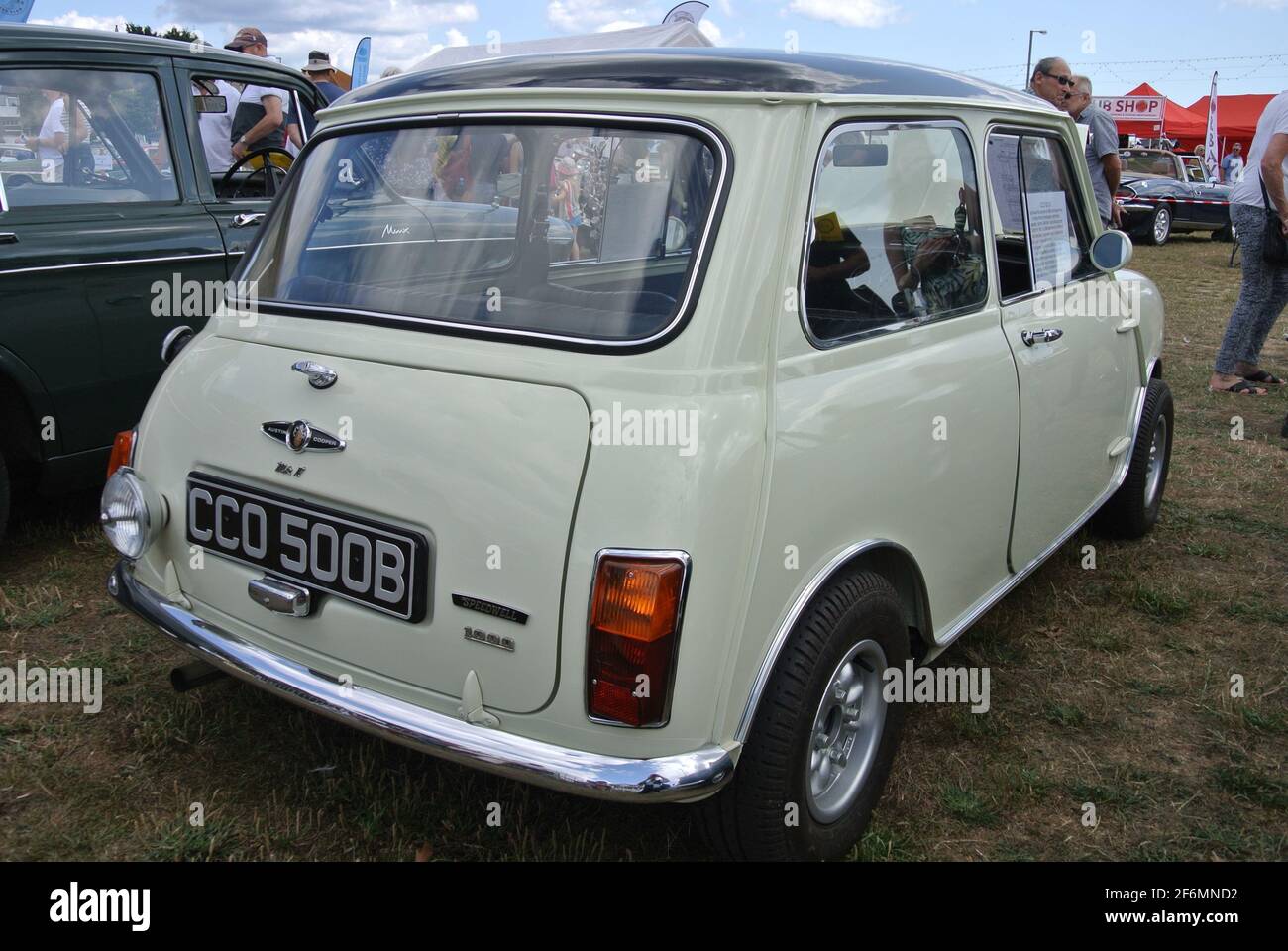 A 1968 Austin Mini parked on display at the English Riviera classic car ...