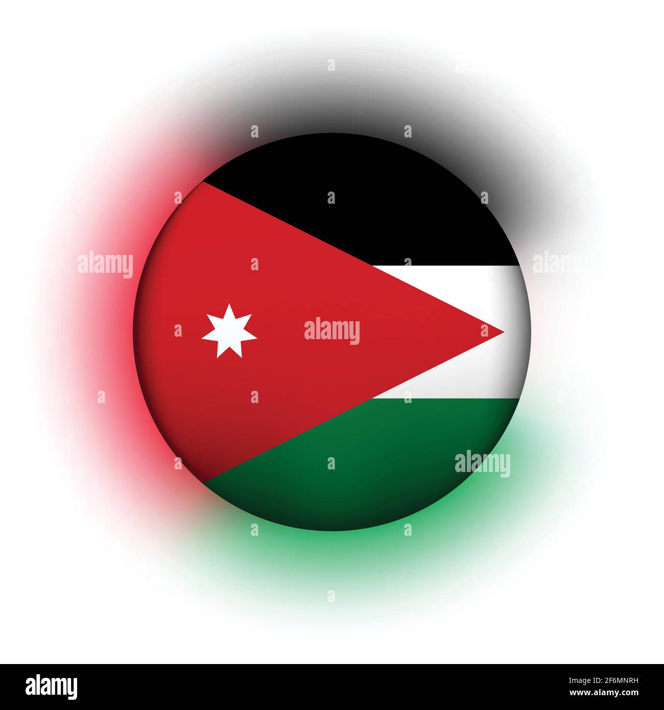 Glass light ball with flag of Jordan. Round sphere, template icon ...