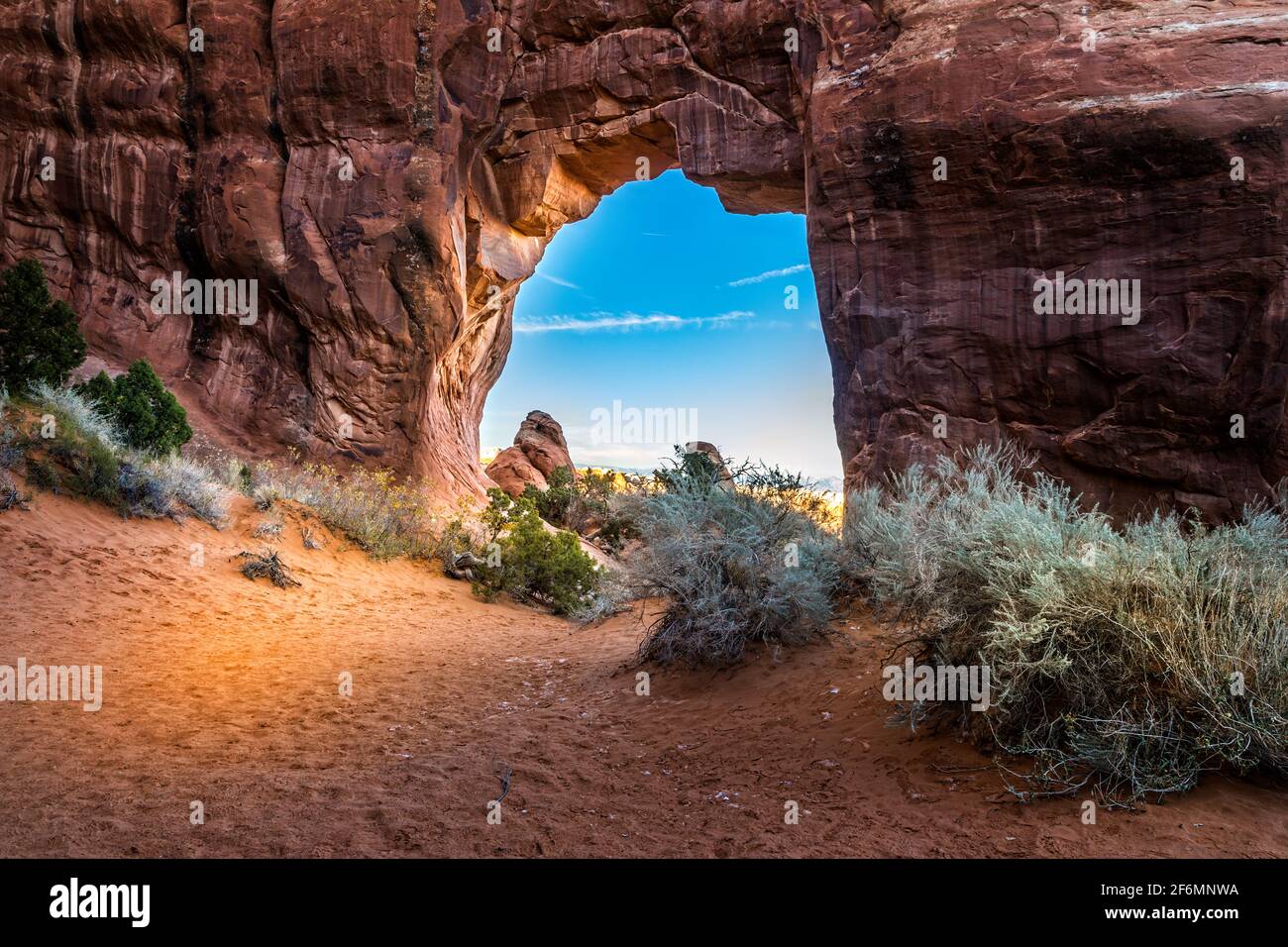 The famous Pine Tree Arch in the Arches National Park, Utah Stock Photo ...