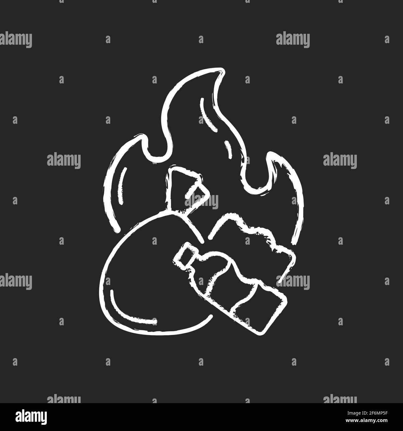 Burning garbage chalk white icon on black background Stock Vector Image ...