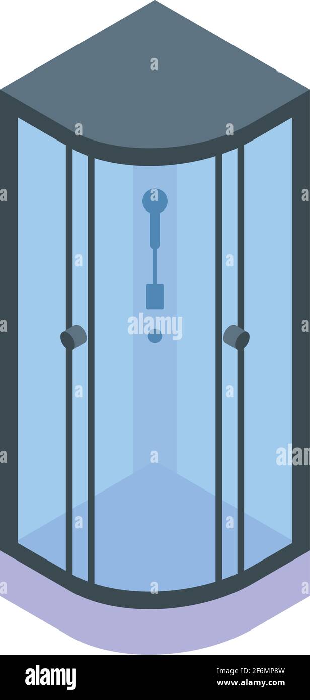 Corner shower stall icon. Isometric of Corner shower stall vector icon ...