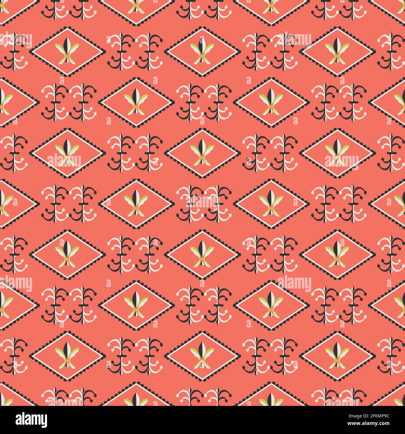 Vector fleur-de-lys diamond shape frames seamless pattern background ...