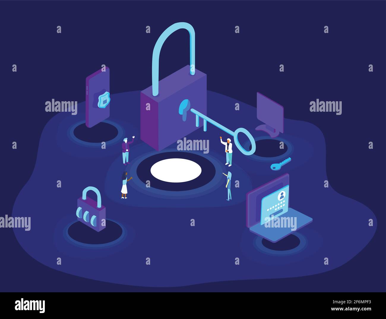Isometric concept on internet or cyber or network. This illustration ...