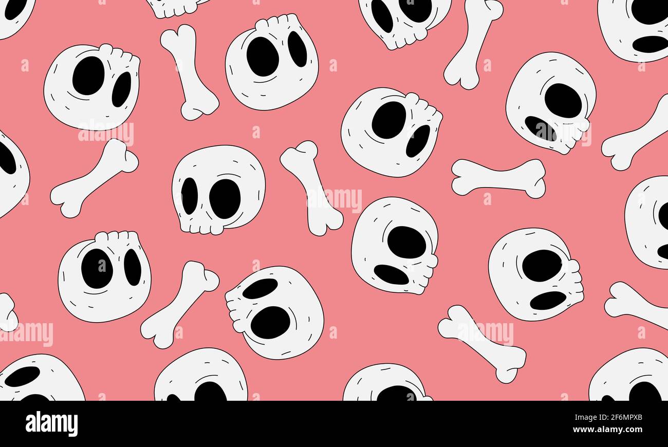 Pink Skull Pattern Wallpaper