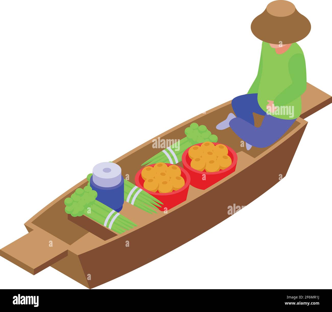 Thai floating market icon. Isometric of Thai floating market vector ...